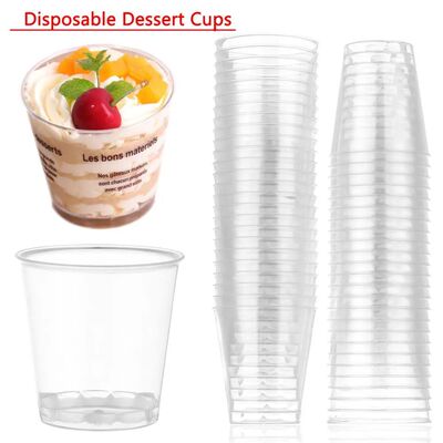 30/50X Round Reusable Plastic Shot Glasses Dessert Cups Disp