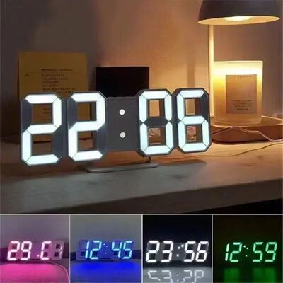 3D Digital Wall Clock Decoration for Home Glow Night Mode El