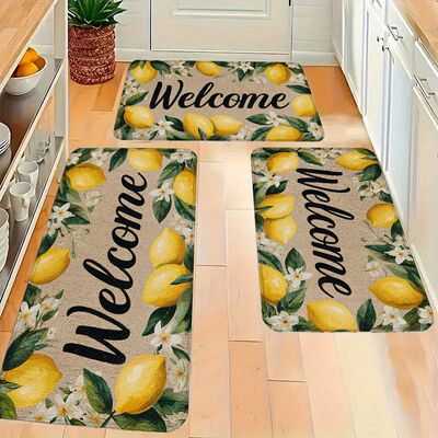 Kitchen Rug Lemon Pattern Floor Mat, Suitable for Bedroom, L
