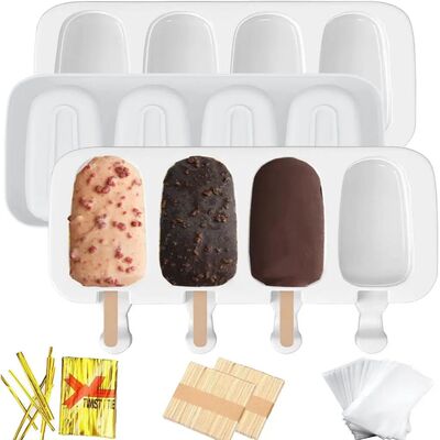 4Pcs Large Silicone Popsicle Molds Set,4 Cavities Oval Cake