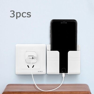 3pcs Wall Mount Phone Holder White Punch Free Wall Mobile Ph
