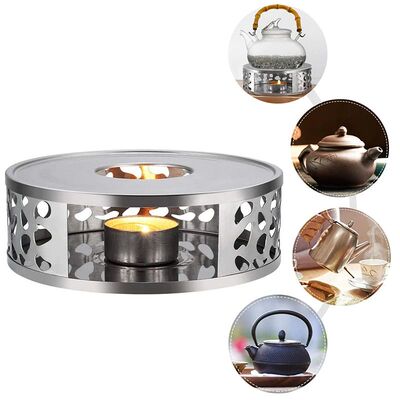 Stainless Steel Tea Teapot Stand Heater Candle Round Base He