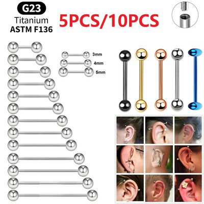 Titanium Industrial Barbell Set Bridge Piercing Helix Tragus