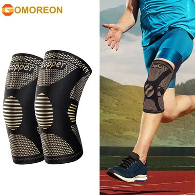 1Pair Copper Knee Brace, Knee Compression Sleeves Support fo