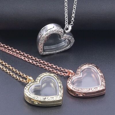 1Pc Trendy Sweet Love Glass Reliquary Photo Locket Pendant N