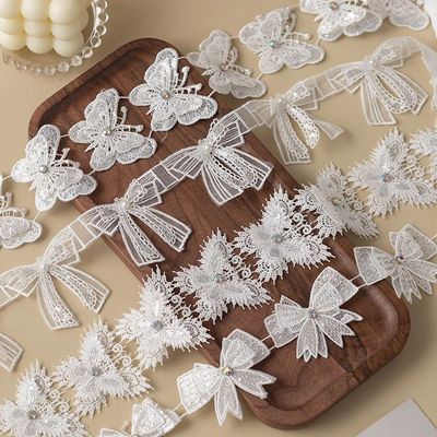 3D Butterfly Lace Trim Fabric Rhinestone Sewing Accessories