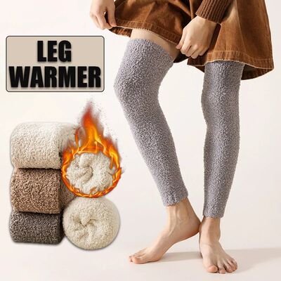 1 Pair Men Cozy Over-the-Knee Thermal Leg Warmers Soft Comfo