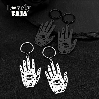 Hamsa Hand Evil Eye Hollow Dangle Earring For Women Men Stai