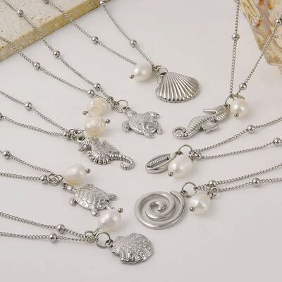 Fashion Sea Necklace Stainless Steel Shell Tortoise Seahorse