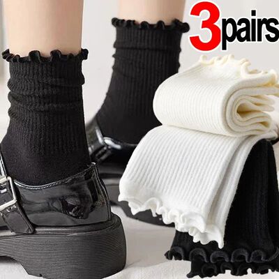 1/3pairs Cotton Ruffles Ankle Socks Women Lolita Cute Kawaii