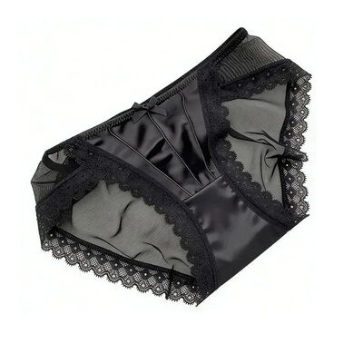 Vintage Satin Panties Soild Color Breathable Underwear Women