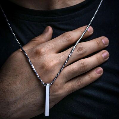 Waterproof Pillar Necklaces for Men Women,Stainless Steel Re