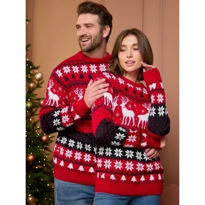 2025 New Women Men Kids Christmas Sweaters Casual Soft Jumpe