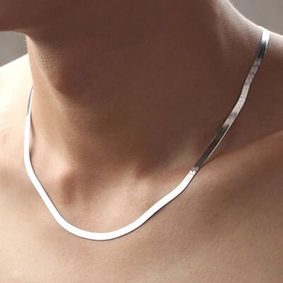 925 Sterling Silver Color Necklace 4MM Snake Chain Men & Wom