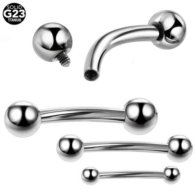 1PC 100% Titanium Eyebrow Piercings Banana Rings Double Ball
