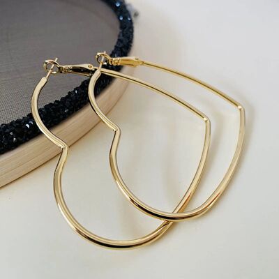 Minimalism Metal Heart Hoop Earrings for Women Golden Silver