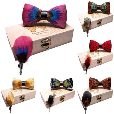 67 style New Design Natural Feather Bow tie Exquisite HandMa