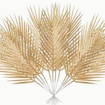 5pcs Golden Artificial Palm Leaves Fake Tropical Plants Faux