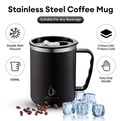500ml/17oz 304 Stainless Steel Coffee Cup Mug With Lid Insul
