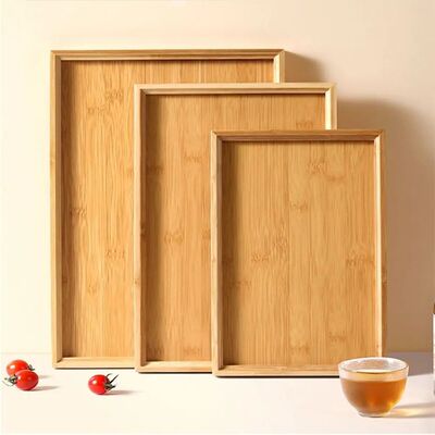 Rectangular Bamboo Tray Wooden Solid Color Fruit Snack Plate