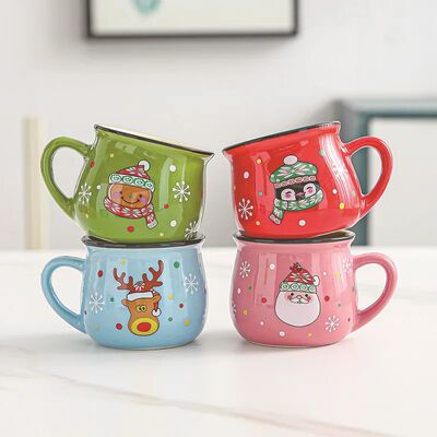 Ceramic Christmas Mousse Mug Cartoon Santa Cup Coffee Cup fo