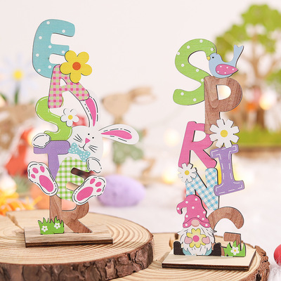 Easter Theme Scene Dress Up Color Letters Cartoon Rabbit Woo