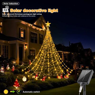 Solar Christmas Decoration Star String Lights 2/8 Modes Wate