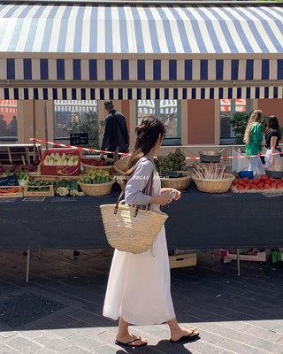 草编包法式手工菜篮子气质单肩包