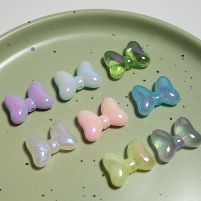 可爱蝴蝶结直孔手机链车挂DIY串珠超乖手工散珠配件耳环包挂饰品