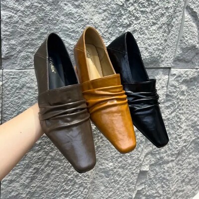 SHOE-REN法式复古风褶皱