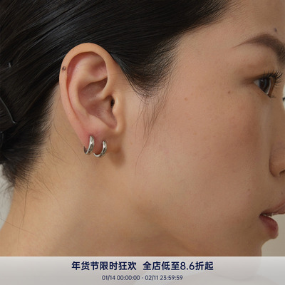 PAUSA ANN s925 简约925银光面胖耳圈百搭耳扣耳钉 多尺寸
