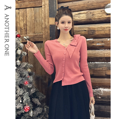 蝴蝶结设计精致时尚百搭毛衣