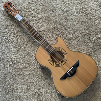 超薄十弦10弦红松桃花芯木渔夫电箱民谣木吉他库存原木色缺角微瑕