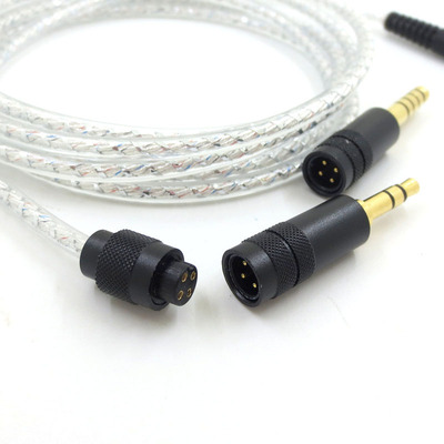 可拆卸更换三插头ATH-M50X M40X M70X 4.4mm平衡镀银耳机升级线