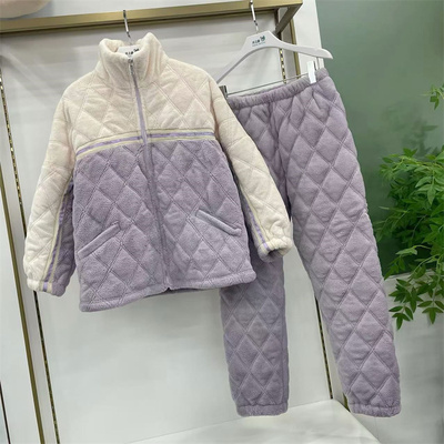 随棉女士海狸绒立领家居服
