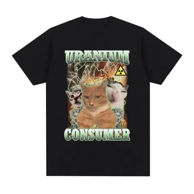 Uranium Consumer Cat夏季美式潮牌趣味猫梗纯棉短袖T恤男女上衣