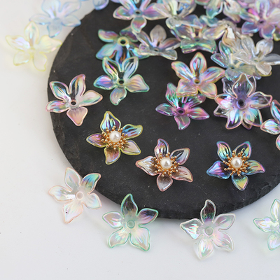 20克22mm亚克力混色幻彩五瓣紫荆花diy古风发簪饰品配件材料