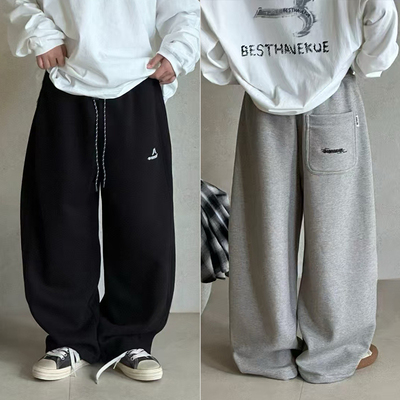 爱木橦儿童直筒抽绳抗菌运动长裤