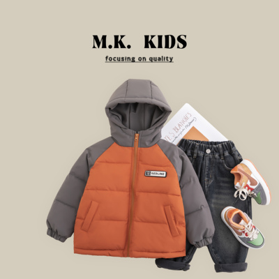 MK童装儿童冬款棉服男童潮酷时尚加厚冲锋衣外套2024新款DK7372