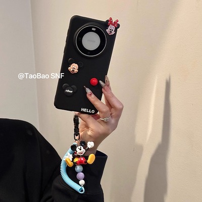 ins米奇米妮适用Pura70pro华为mate60/50/40/30pro手机壳p60米奇挂件nova12/11/10硬壳p50p40女荣耀200苹果16