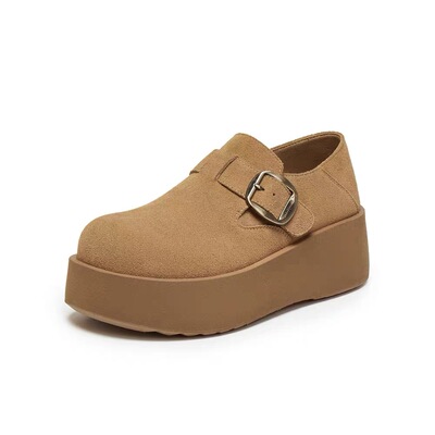 商场同款千层可颂厚底全半包勃肯拖新款加绒冬季乐福单鞋E4S1DCM5