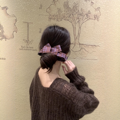 这才是可露丽发夹的正确打开方式高级感香蕉夹百搭格纹法式发卡25