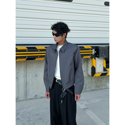 垫肩短款西装夹克男女简约百搭潮