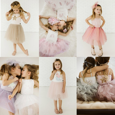 女童星星蓬蓬tutu纱纱公主连衣裙