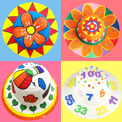 厂家直销儿童绘画草帽diy