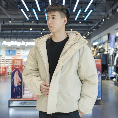 李宁拉链男子短款锦纶宽松棉服