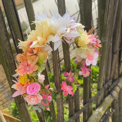 原创森系浅黄大花花环发箍定制