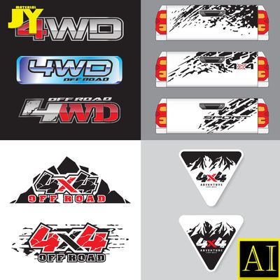 OFFROAD4x4越野车车门车头车尾拉花贴花贴膜印花车身涂鸦矢量素材