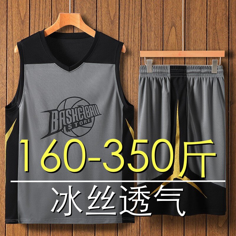 加肥加大篮球服夏季跑步运动套装男胖子冰丝速干大码无袖背心球衣