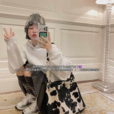 心进口马毛+牛皮单肩背包